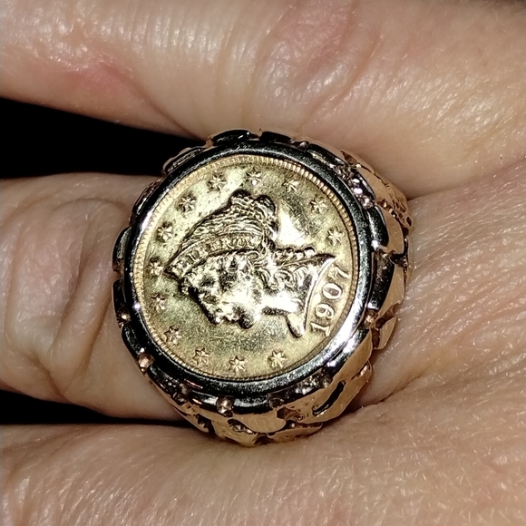14k gold | Accessories | Gold Usa 25 Dollar 4k Coin Ring | Poshmark